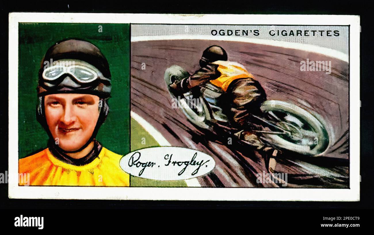 Portrait of Speedway Rider 1929 Roger Frogley - Vintage Cigarette Card ...