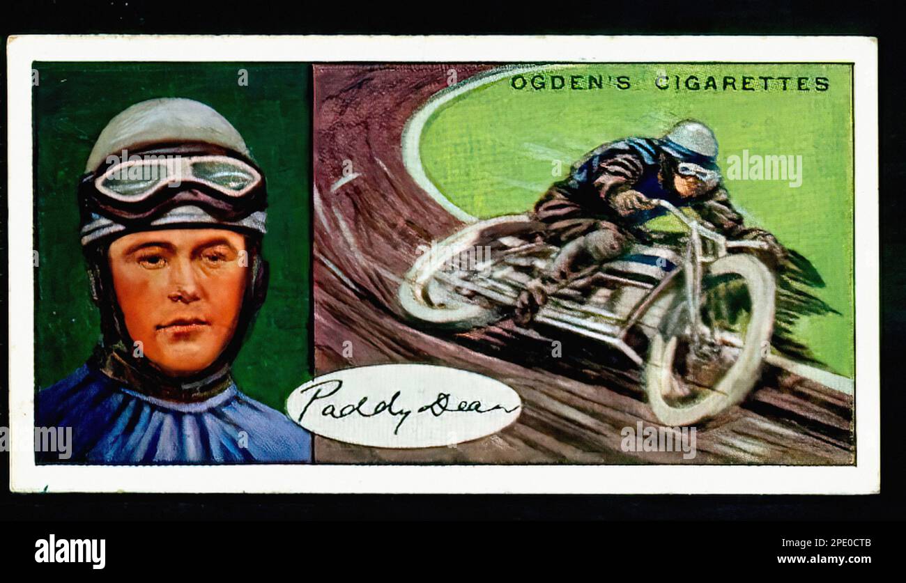Portrait of Speedway Rider 1929 Paddy Dean - Vintage Cigarette Card ...