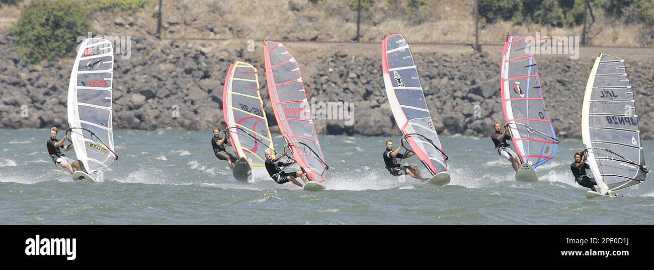Windsurfers, from left, Devon Boulon, of the U.S. Virgin Islands; Sam ...