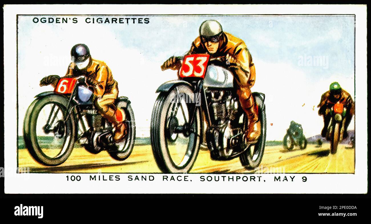 Southport 100 miles sand race 1931 - Vintage Cigarette Card Stock Photo ...