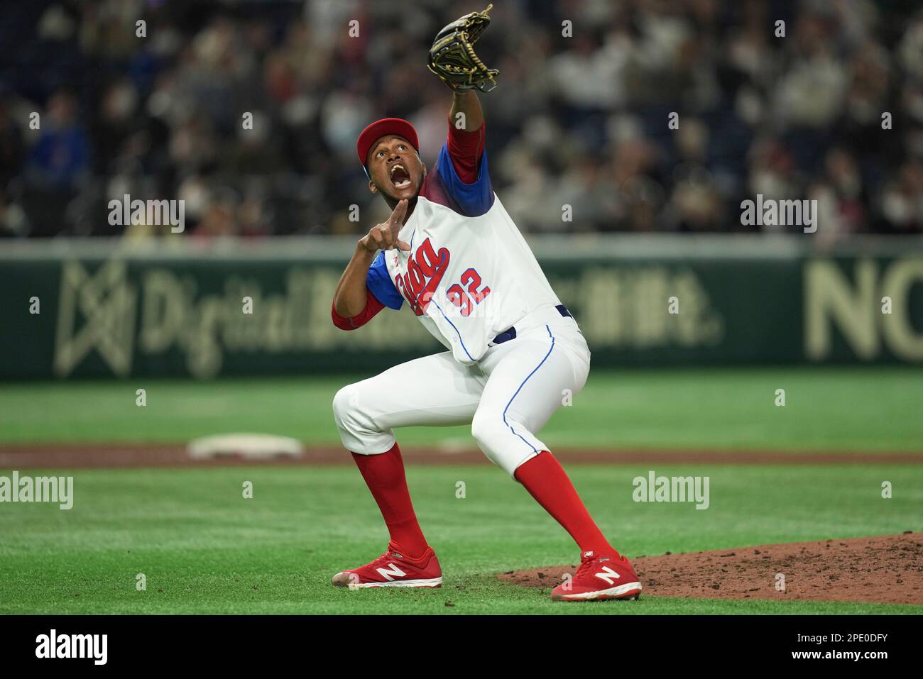 Raidel Martinez of Cuba celebrates after defeating Australia in their ...