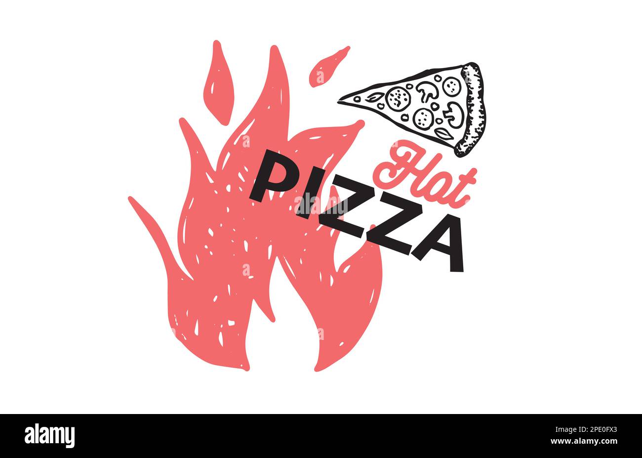 Hot Pizza, hand drawn illustrations, vector Stock Vector Image & Art ...