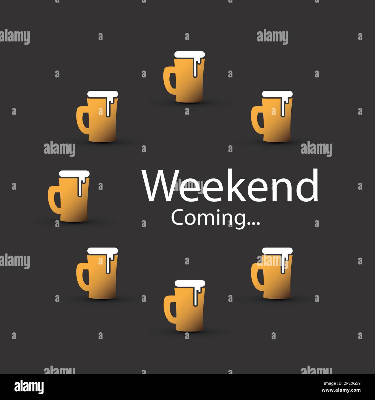 Weekend's Coming Banner With Beer Mugs Stock Vector Image & Art - Alamy
