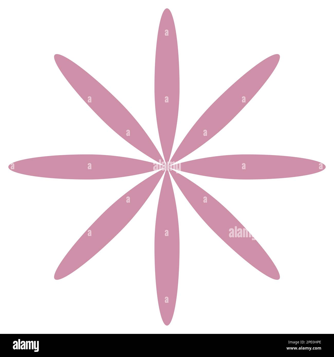 Flower, pink color flat style simple eight petals floral object design ...