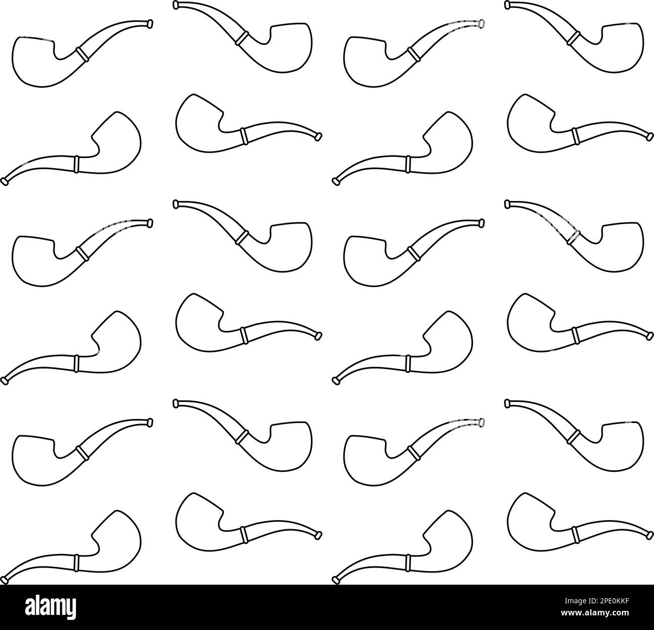 Vector seamless pattern of flat outline smoking pipe isolated on white ...