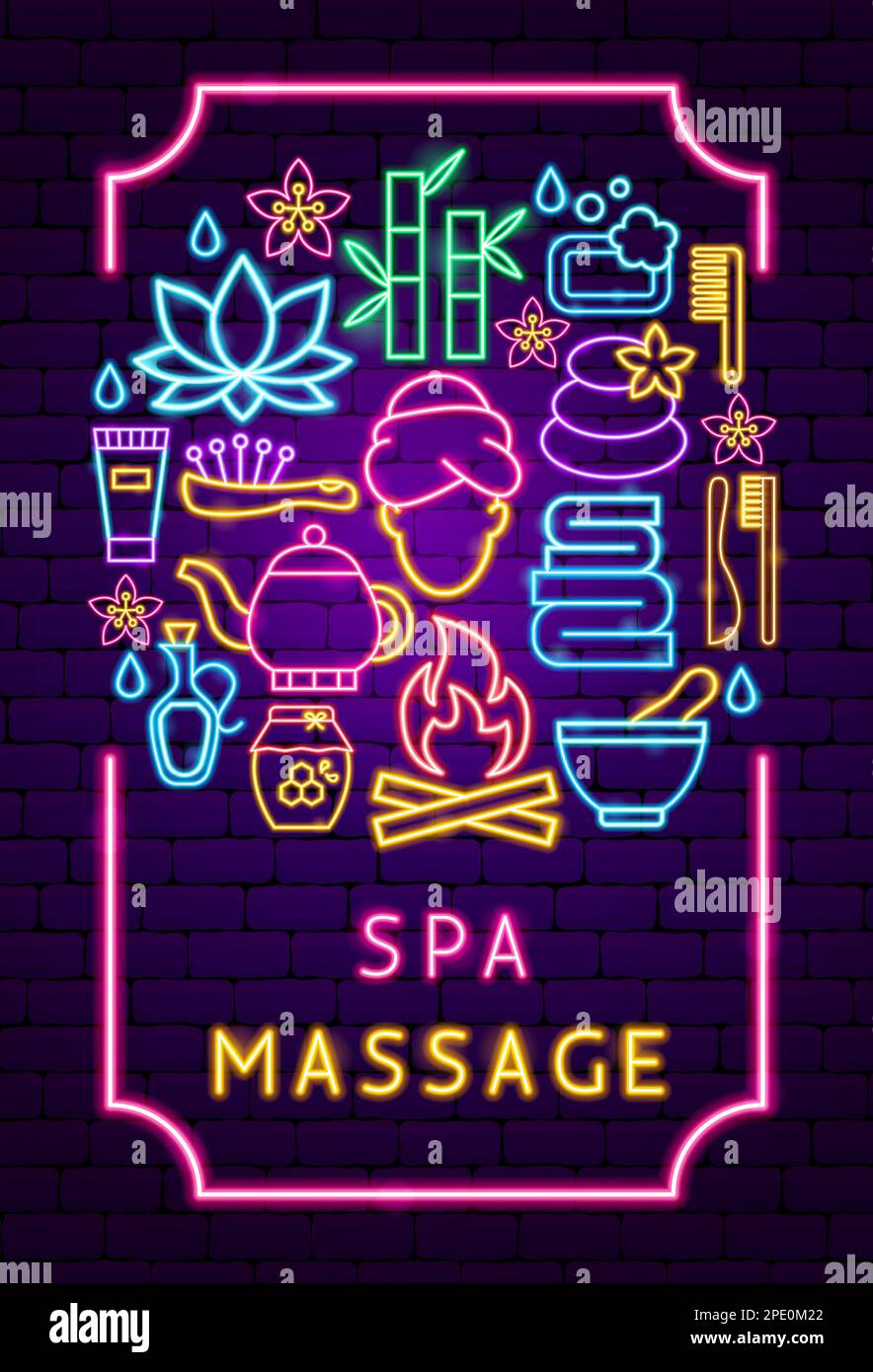 Spa Massage Neon Poster Stock Vector Image & Art - Alamy