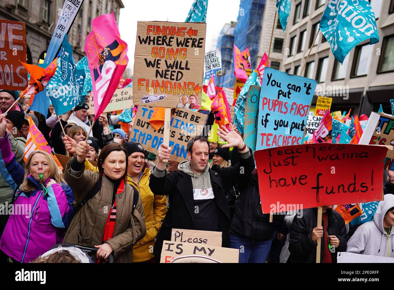 Striking members of the National Education Union (NEU) at a rally in ...