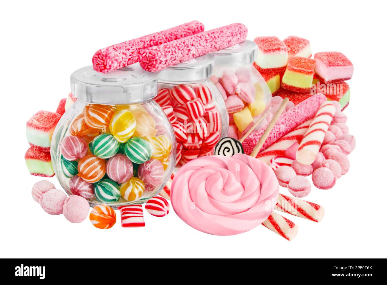 Various colorful sweets isolated on white background Stock Photo - Alamy