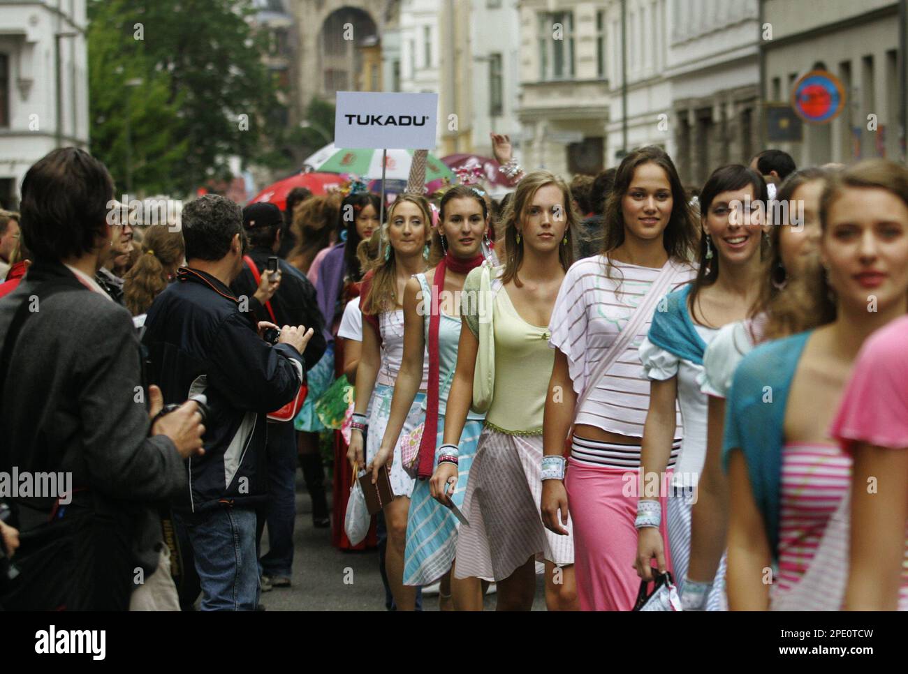 Young unidentified models wear brand new fashion at the so-called "Walk ...