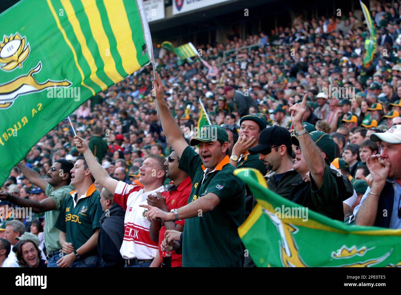South African Springbok fans celebrate South Africa defeating Australia ...