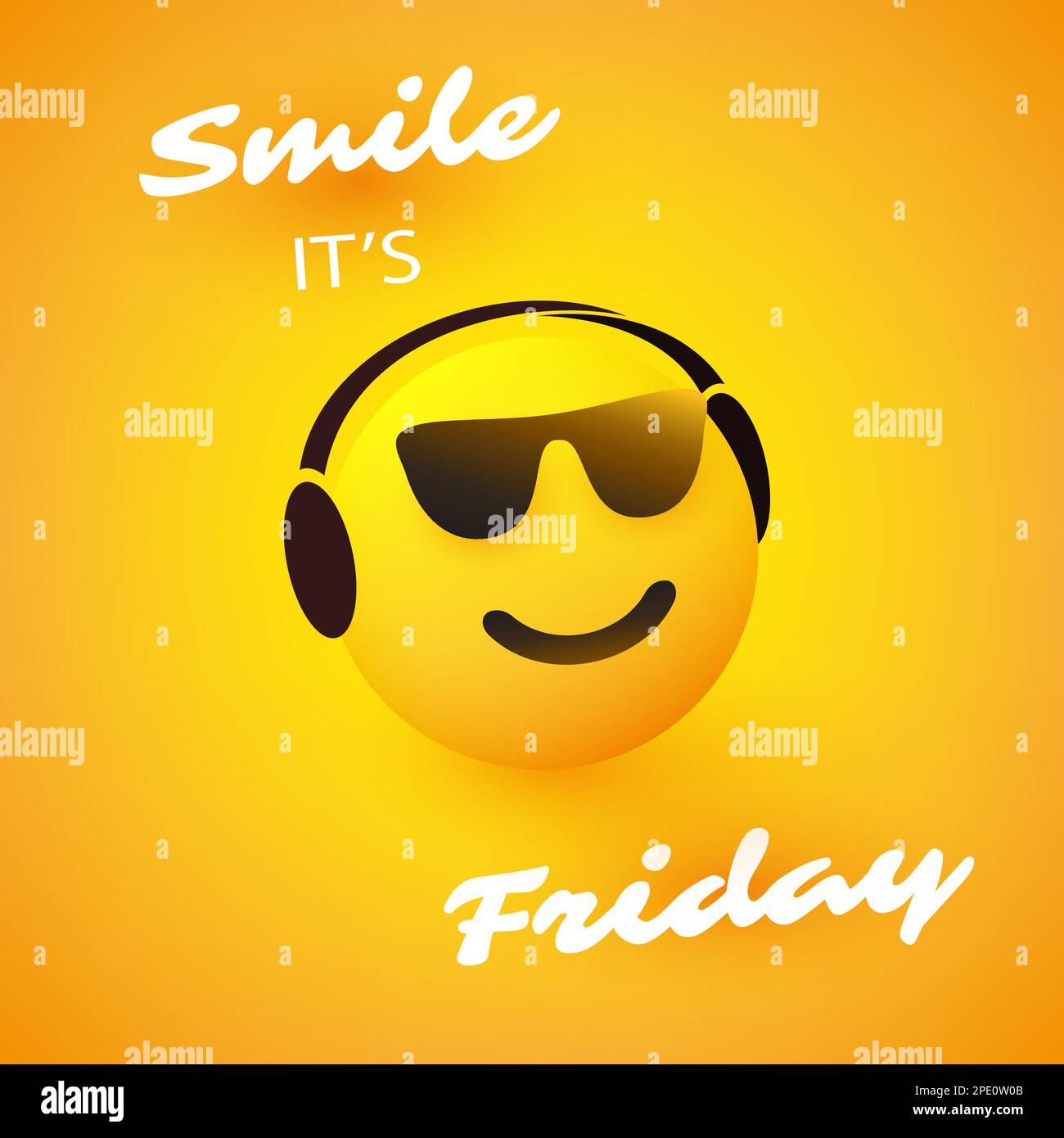 Smile! It's Friday - Weekend's Coming Banner With Smiling, Relaxing ...