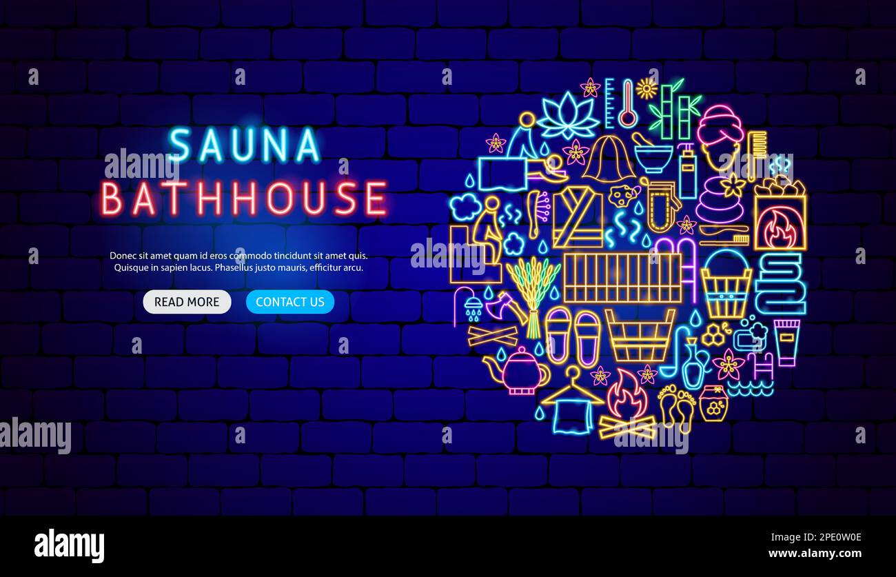 Sauna Bathhouse Neon Banner Design Stock Vector Image & Art - Alamy