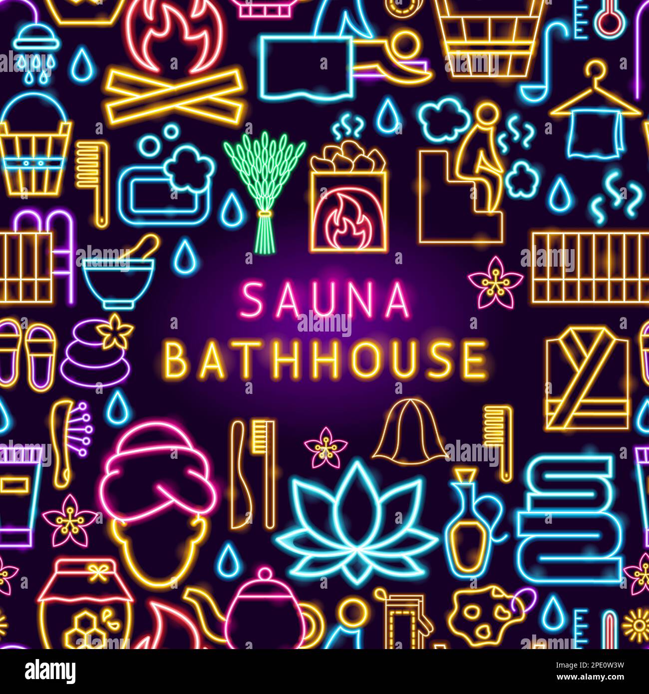 Sauna Bathhouse Neon Frame Stock Vector Image & Art - Alamy