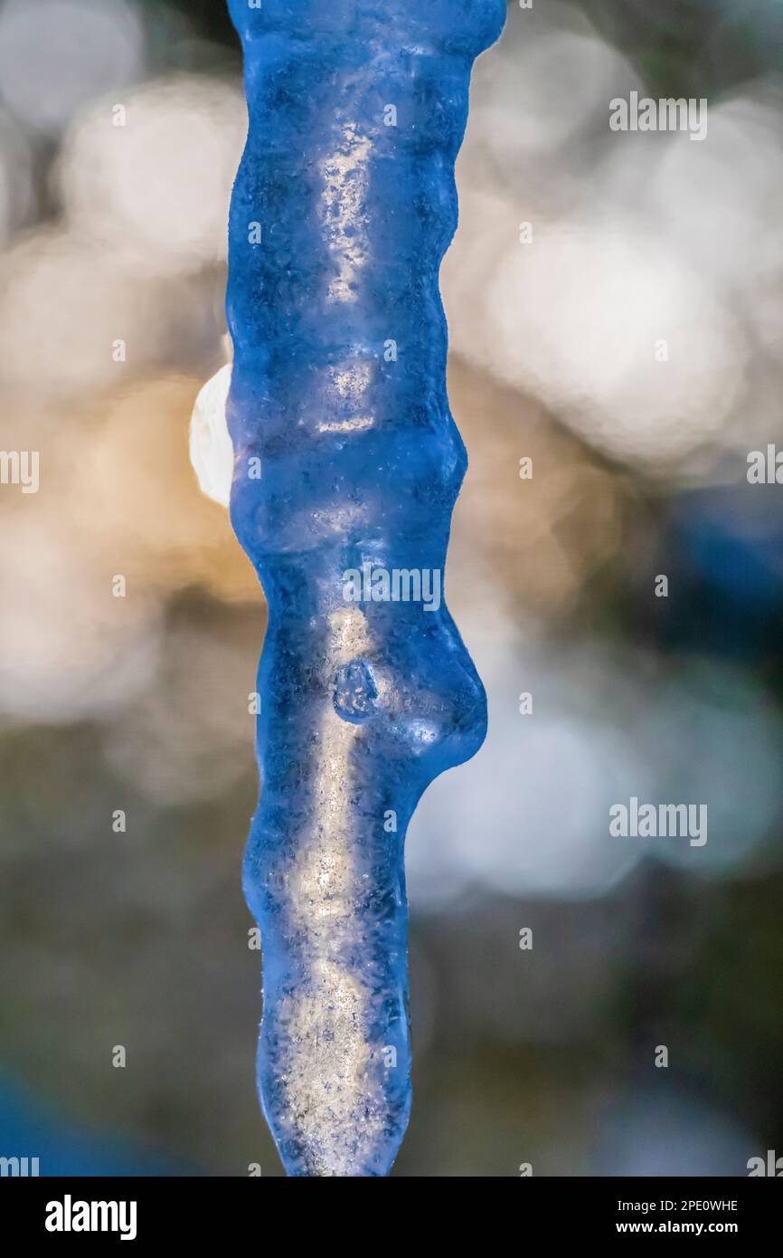 Icicle details of the Curtains ice formation used by ice climbers in ...