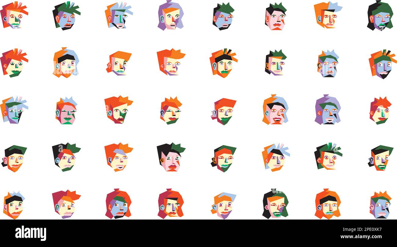 Abstract geometrical faces in the Cubist aesthetic Stock Vector Image ...