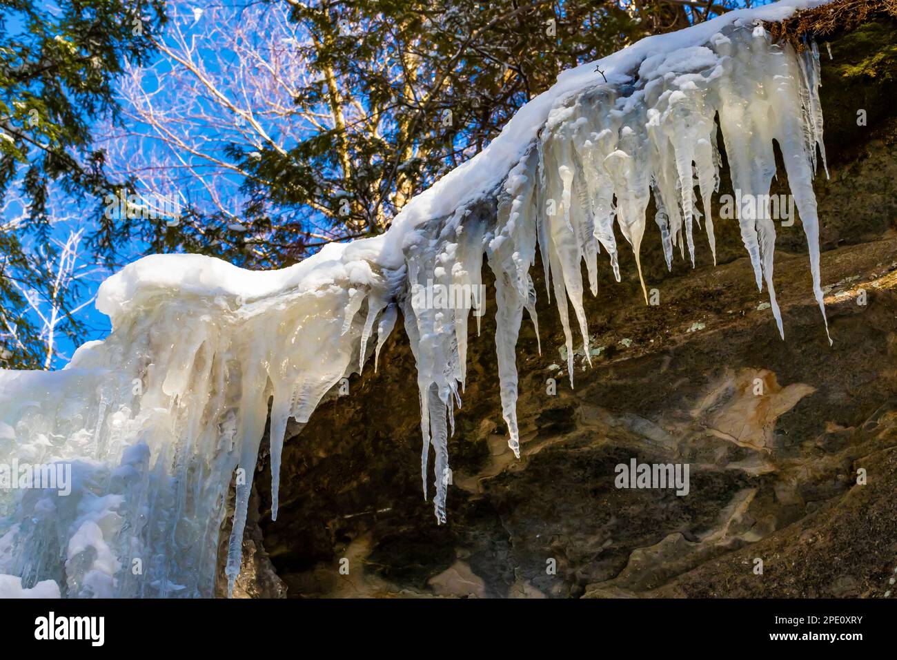 Details of No Boundaries ice formation used by ice climbers in Pictured ...