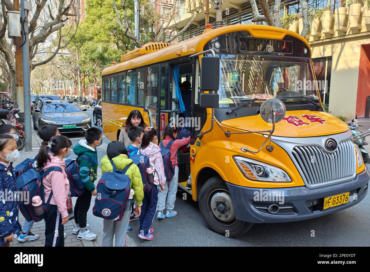 SHANGHAI, CHINA - MARCH 15, 2023 - Students are guided by their ...