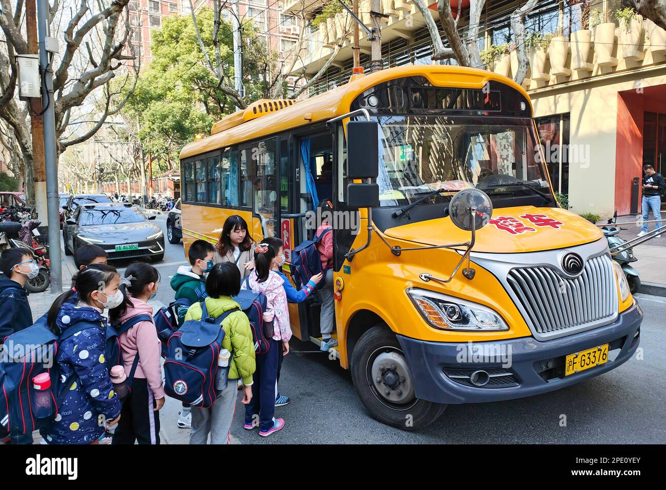 SHANGHAI, CHINA - MARCH 15, 2023 - Students are guided by their ...
