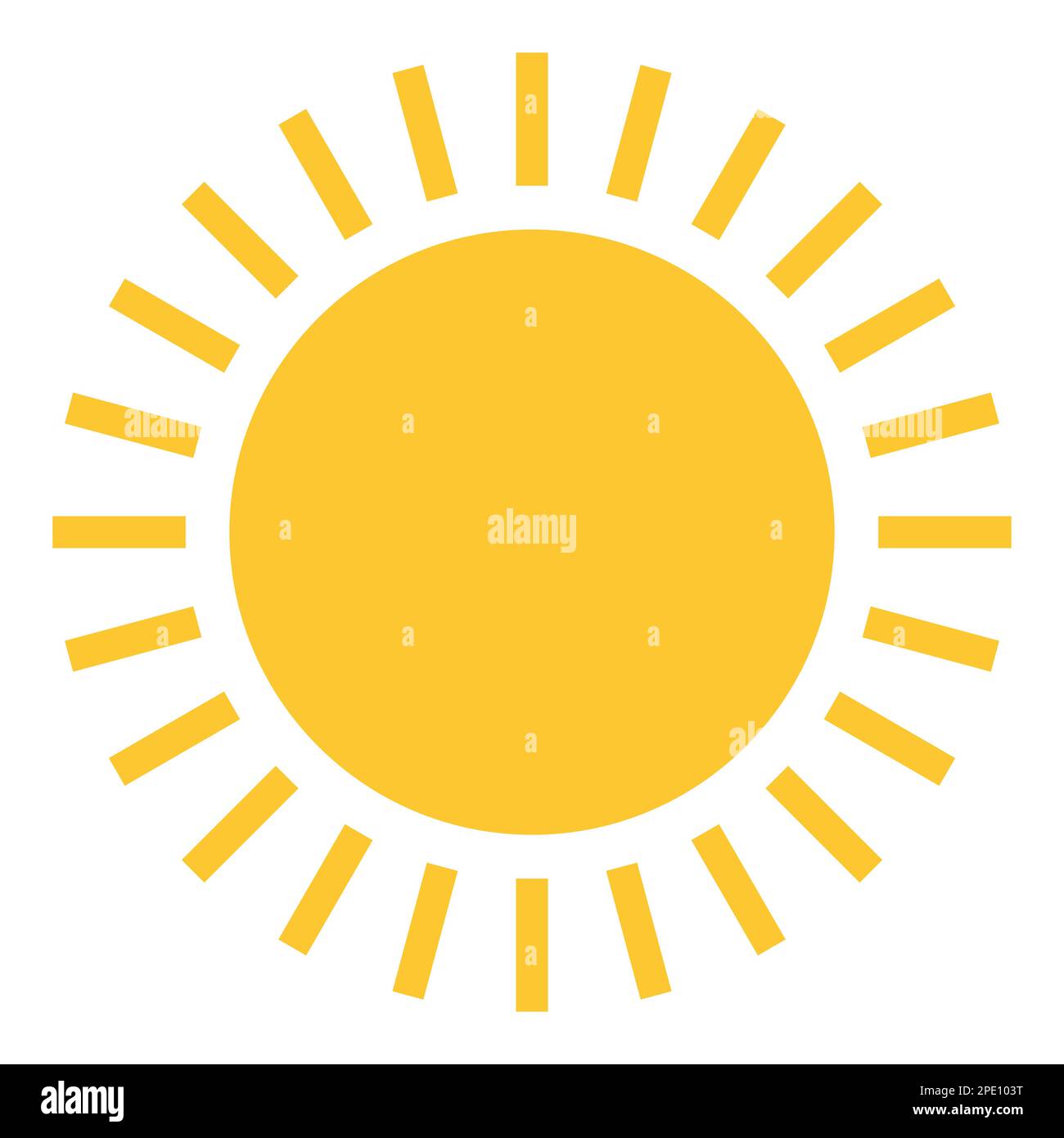Yellow sun icon, flat style hot summer vector design. Sunlight, nature ...