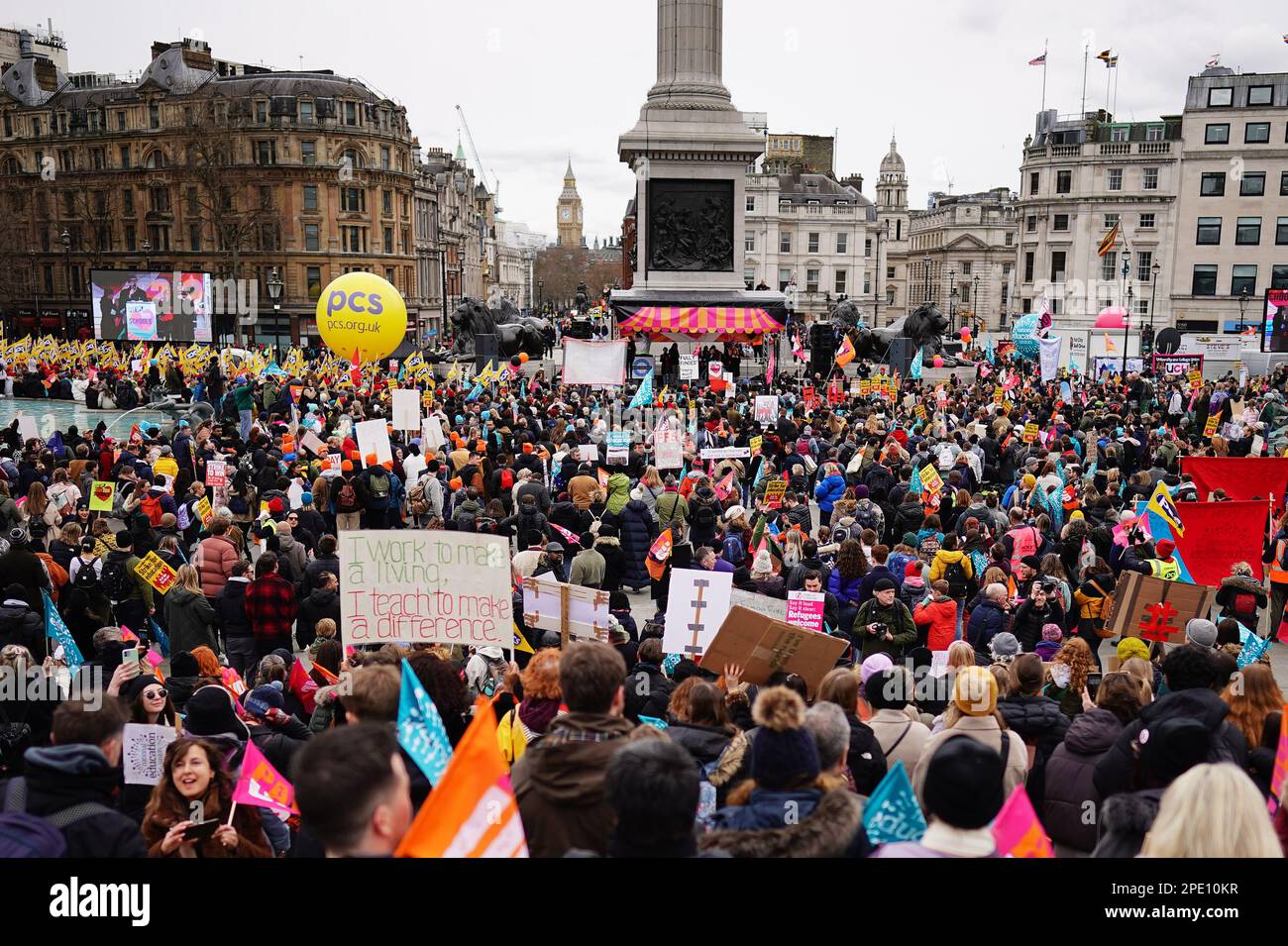 Striking members of the National Education Union (NEU) at a rally in ...
