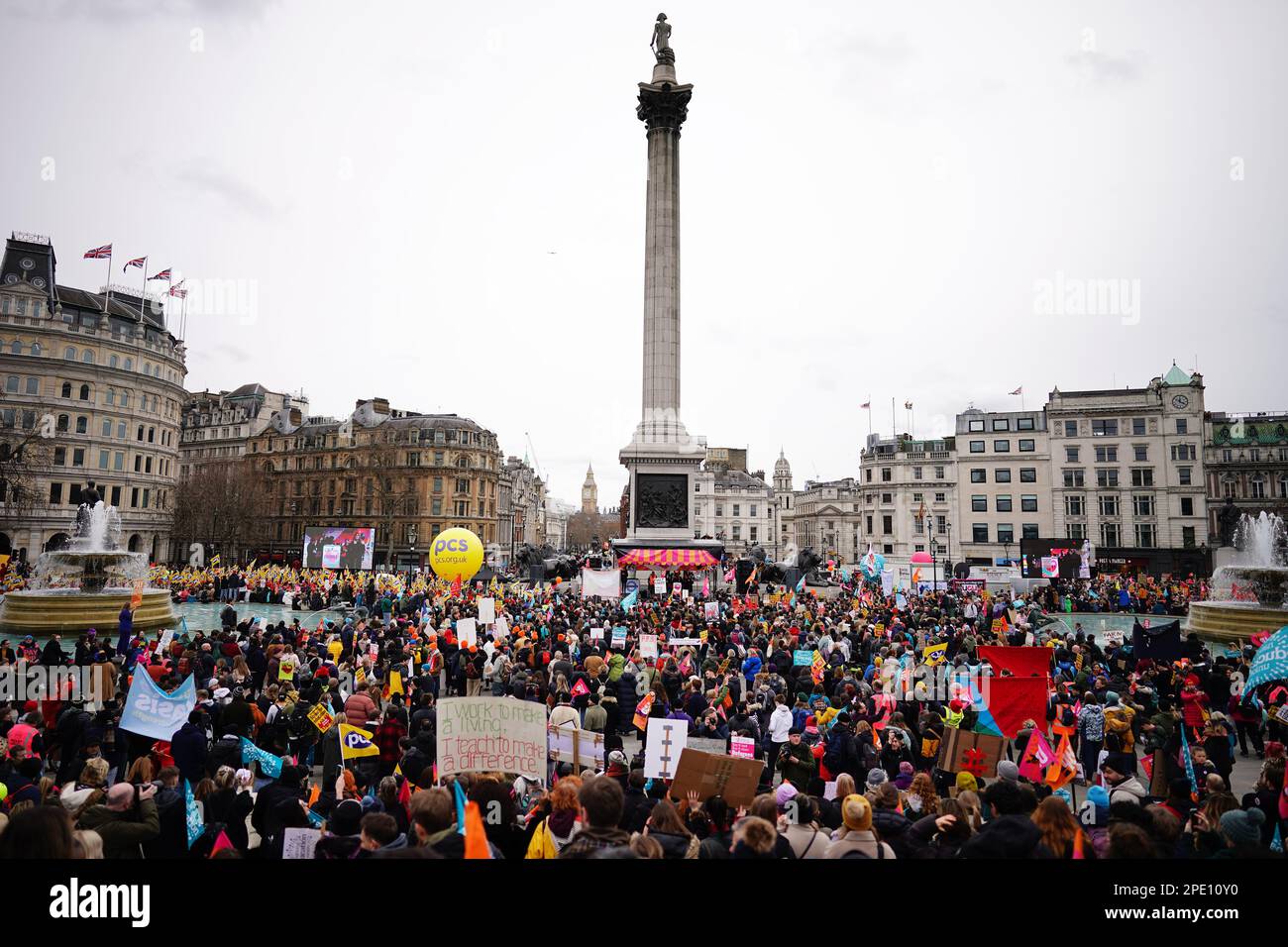 Striking members of the National Education Union (NEU) at a rally in ...