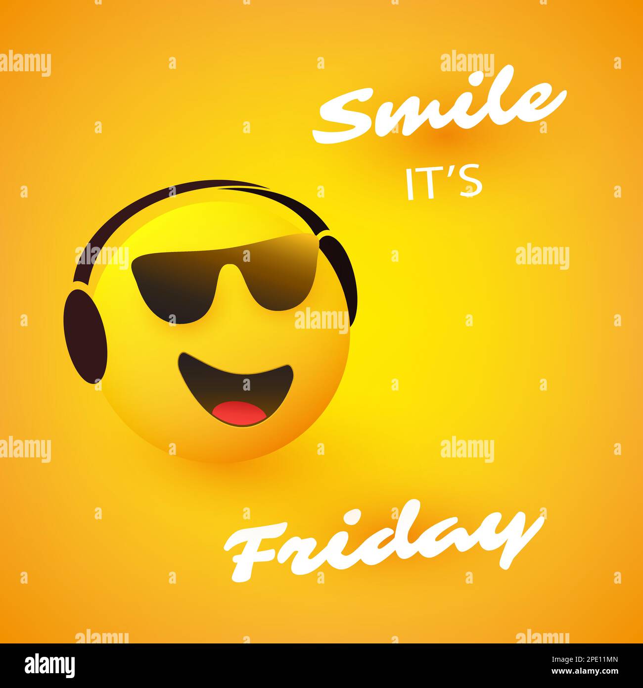 Smile! It's Friday - Weekend's Coming Banner With Smiling, Relaxing ...