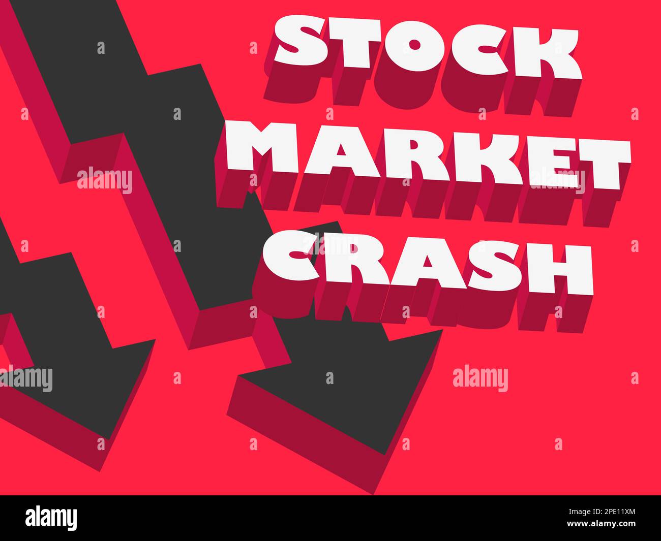 Stock market crash banner with 3d text and down arrows. The collapse of ...