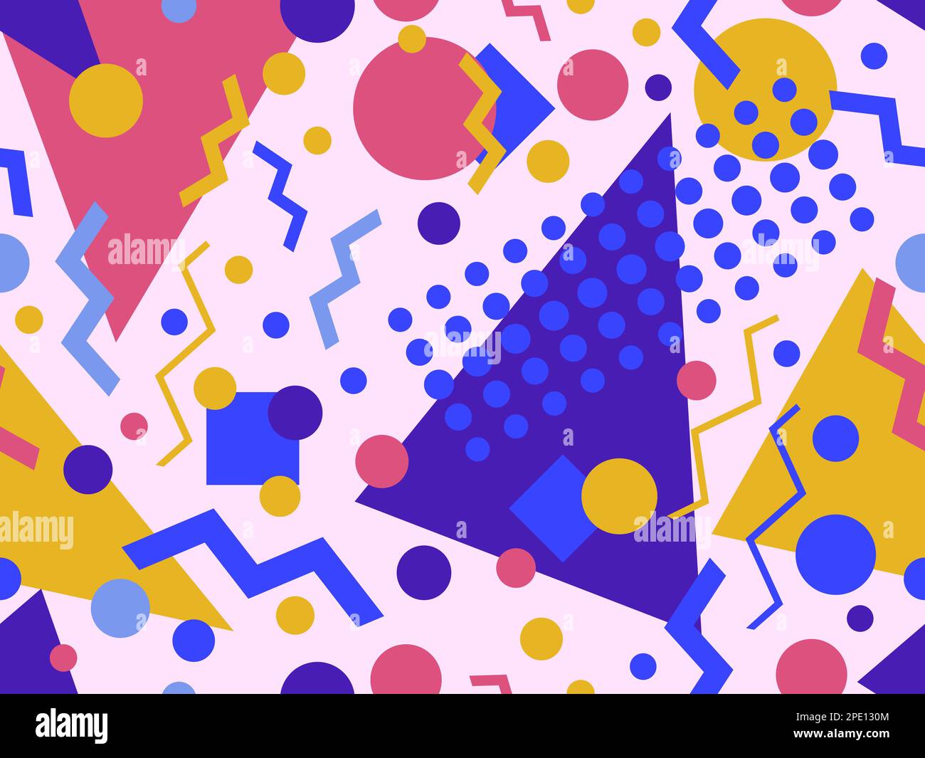 Seamless geometric pattern in 80s memphis style. Colorful geometric ...
