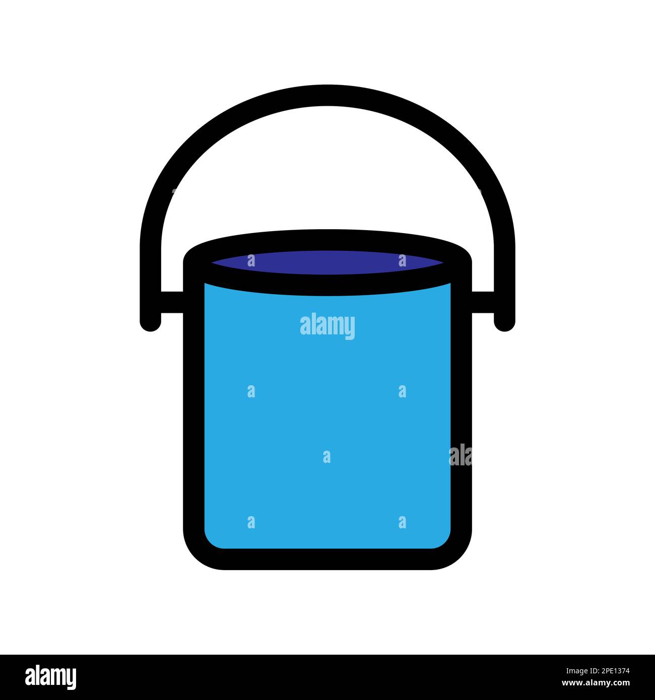 Pail line icon isolated on white background. Black flat thin icon on ...