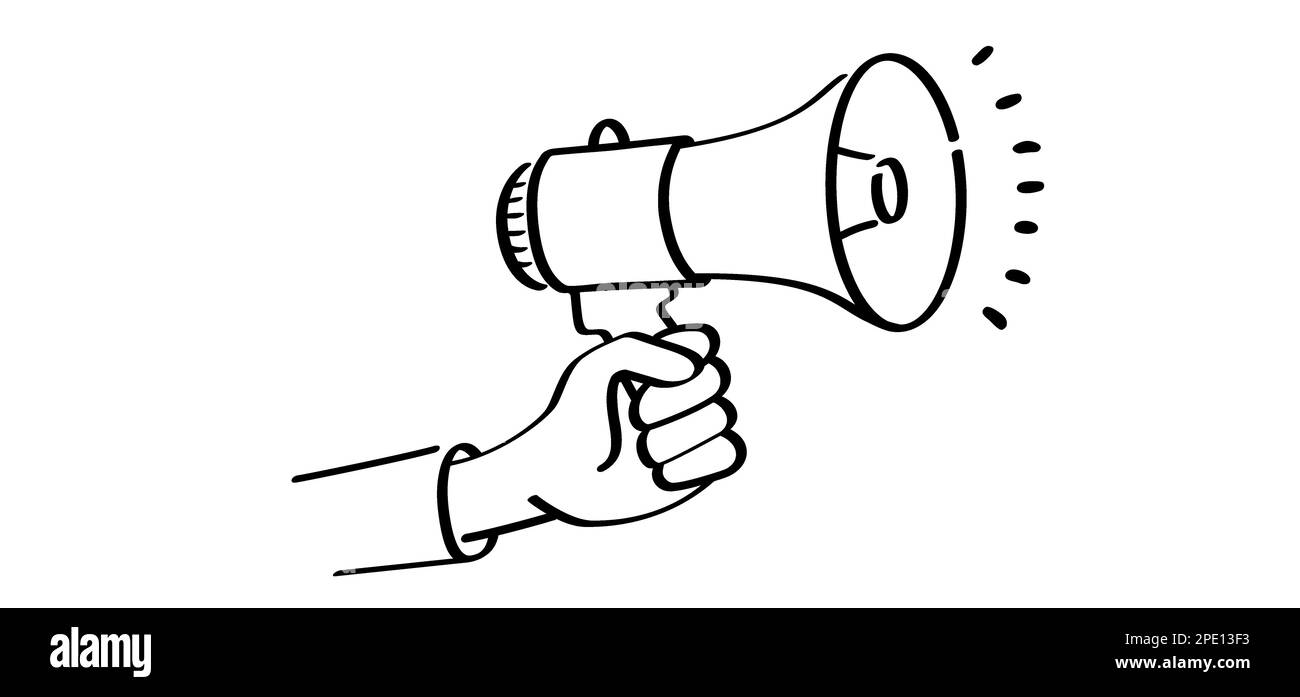 Cartoon megaphone, microphone to speak message symbol or logo ...