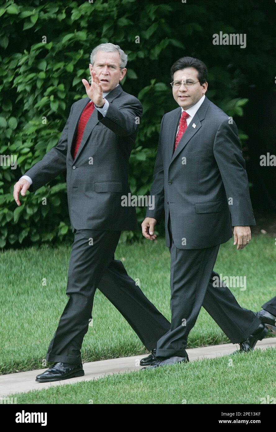 President Bush departs the White House, Wednesday, July 20, 2005, with ...