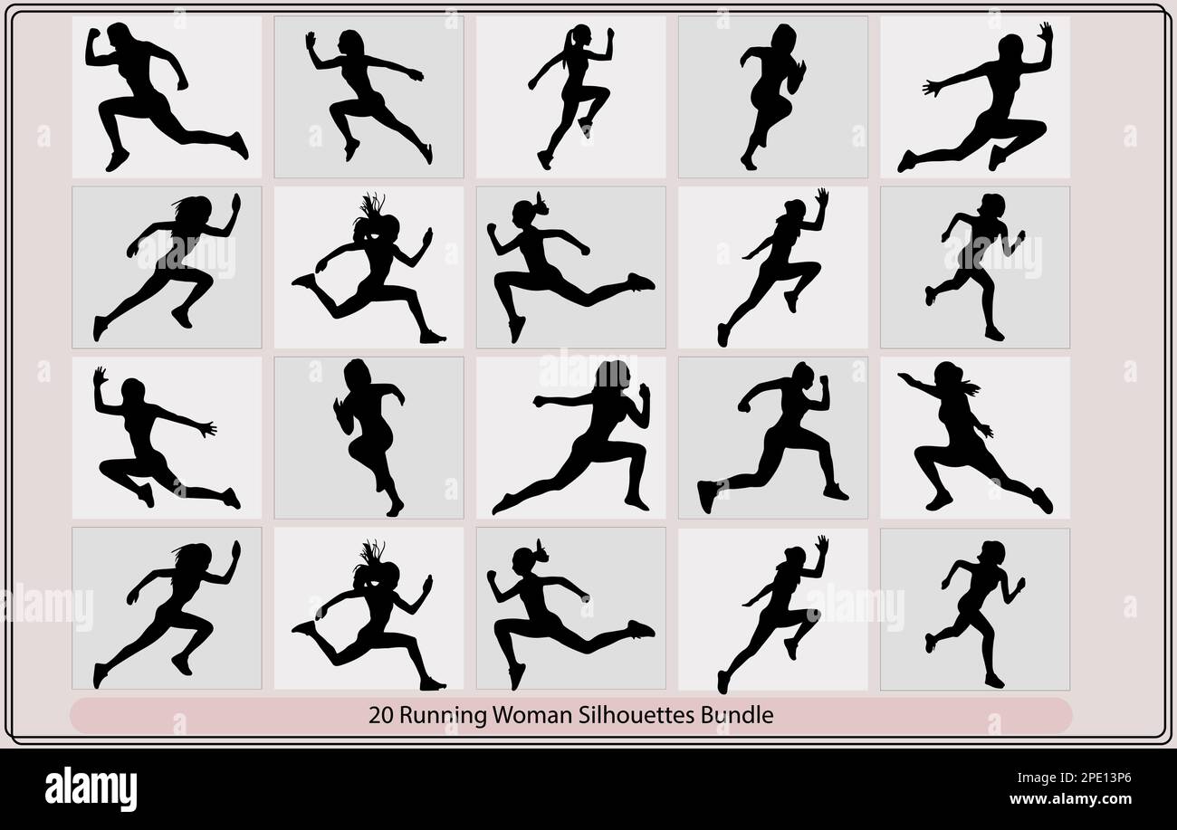 Running woman side view vector silhouette hi-res stock photography and ...