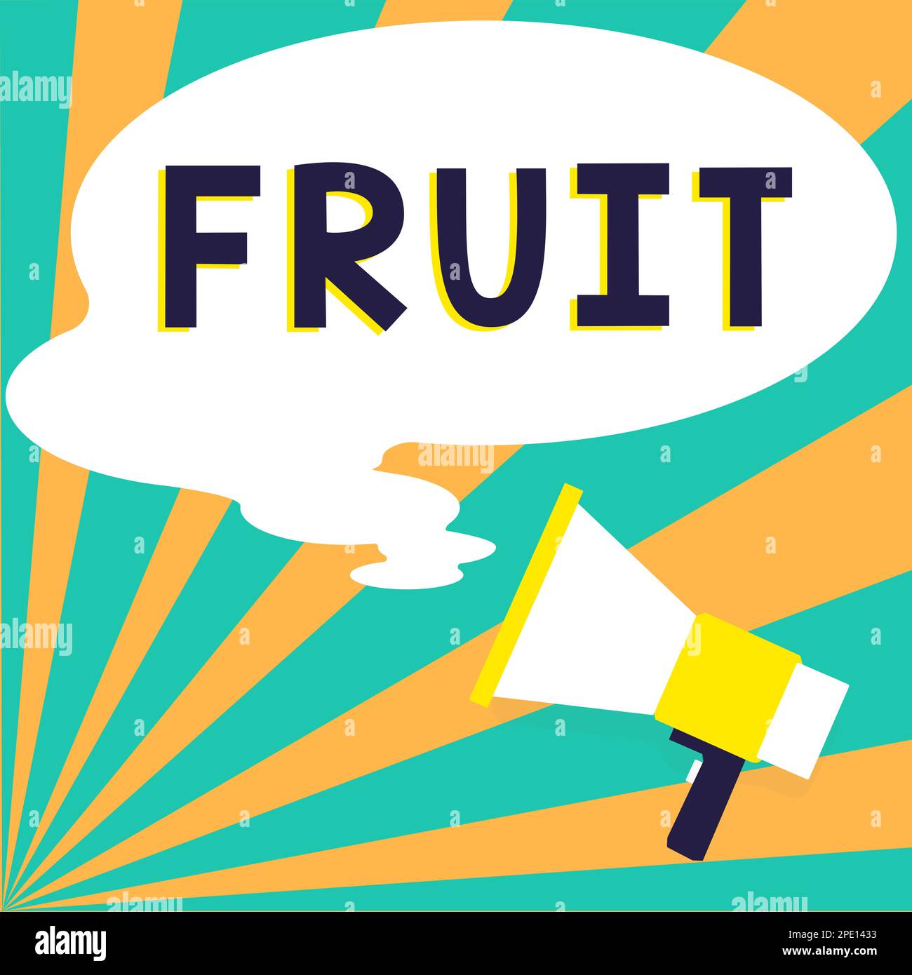 Conceptual display Fruit. Concept meaning sweet and fleshy product of a ...
