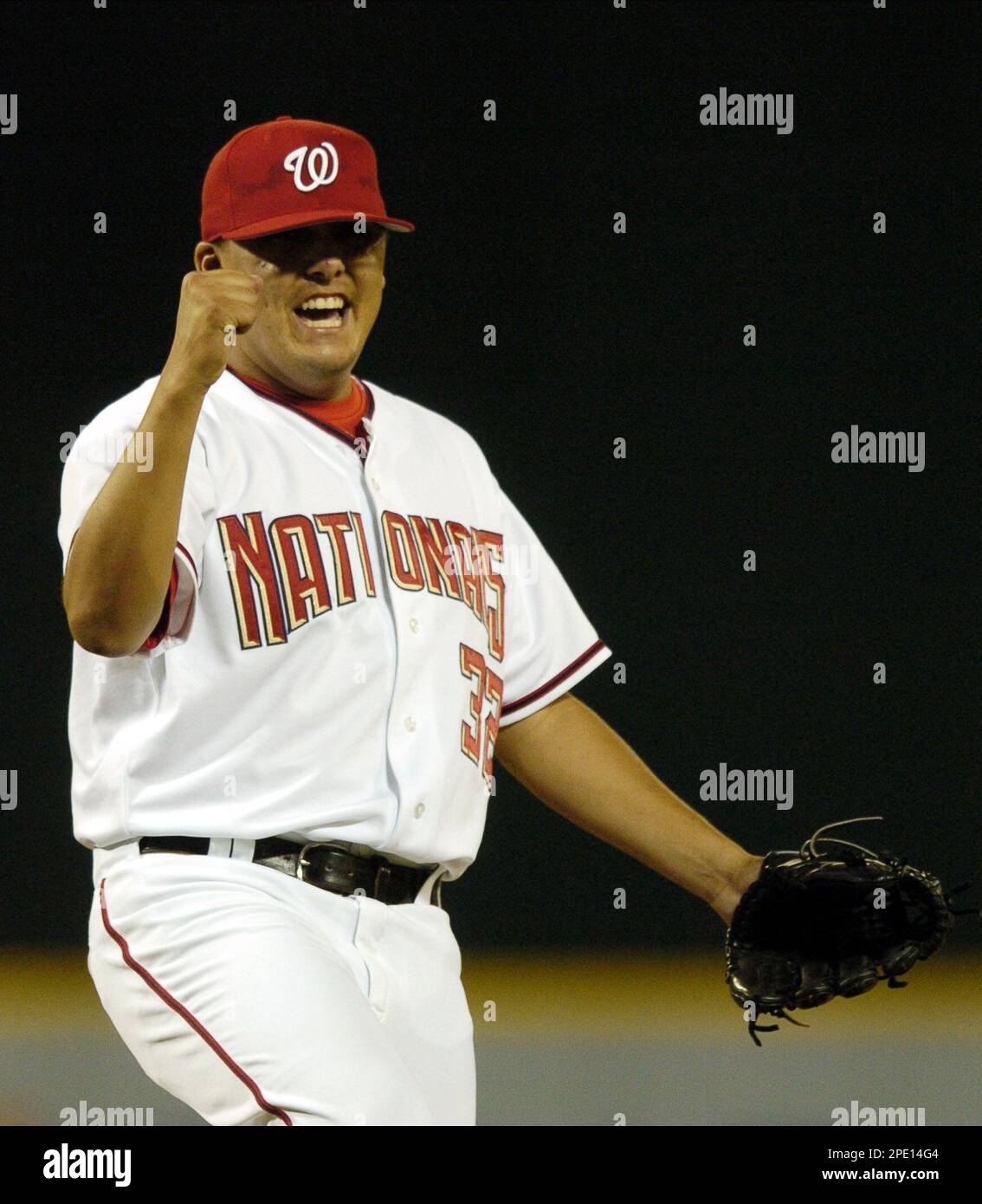 Washington Nationals closer Chad Cordero pumps his fist after the ...