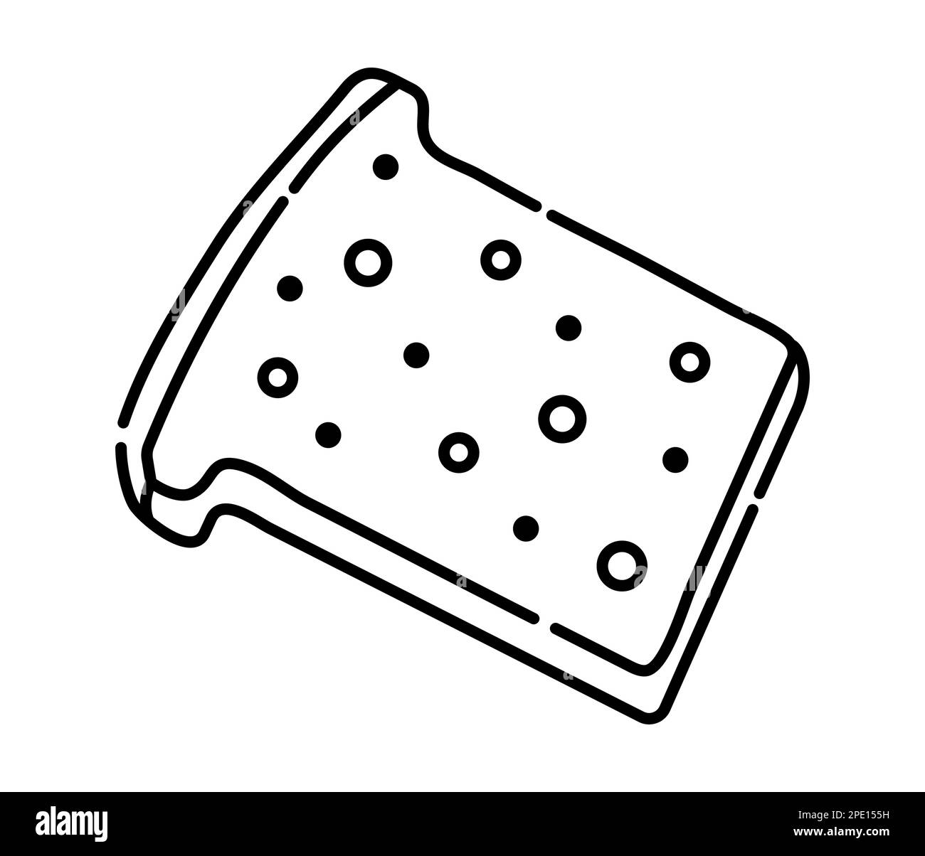 Piece of bread, black and white toast, vector line illustration Stock ...