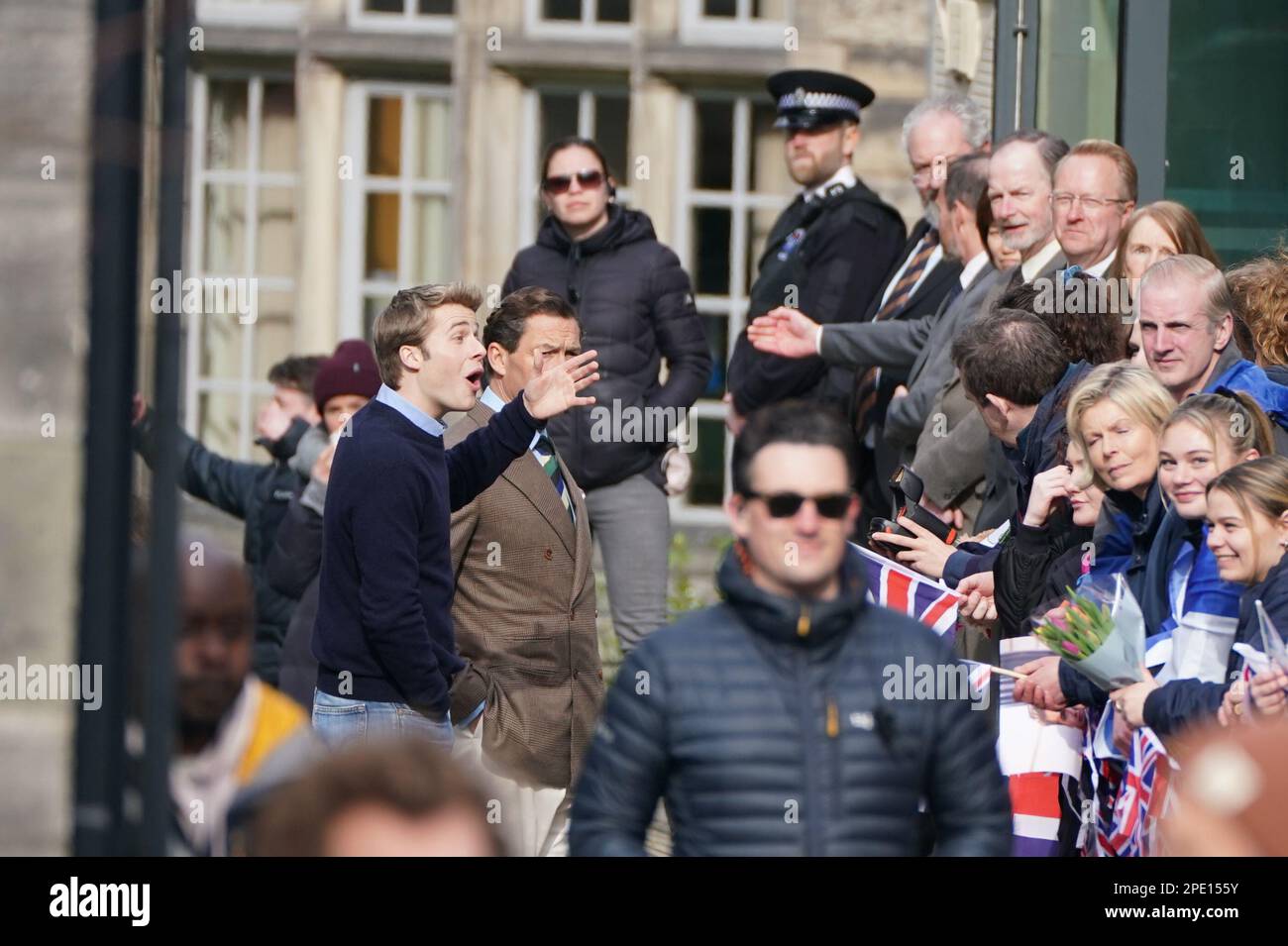Ed McVey, playing the part of Prince William and Dominic West playing ...