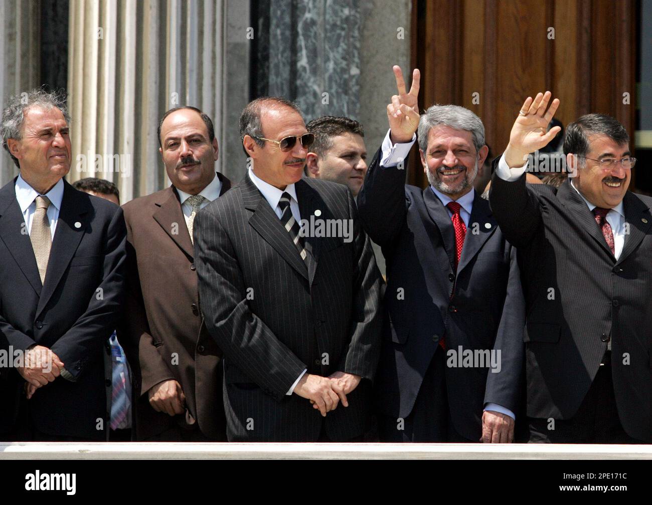 Interior Ministers in front row from left, Ghazi Kanaan of Syria ...