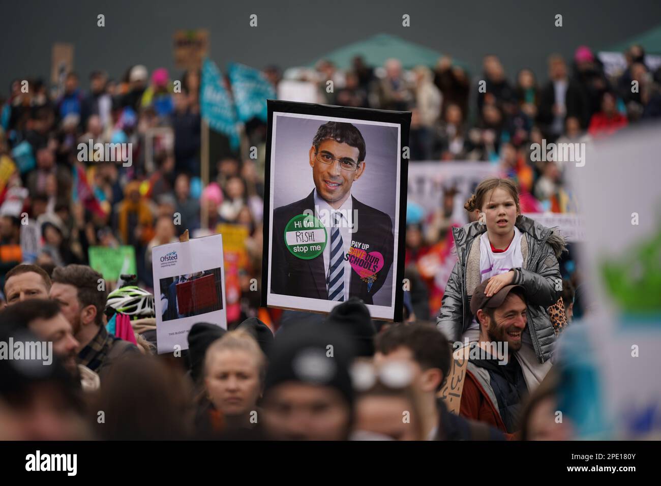 People on strike during a rally in Trafalgar Square, central London ...