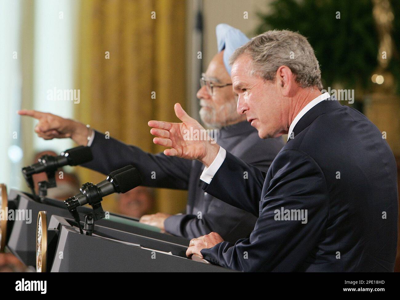 President Bush and Indian Prime Minister Manmohan Singh hold a joint ...