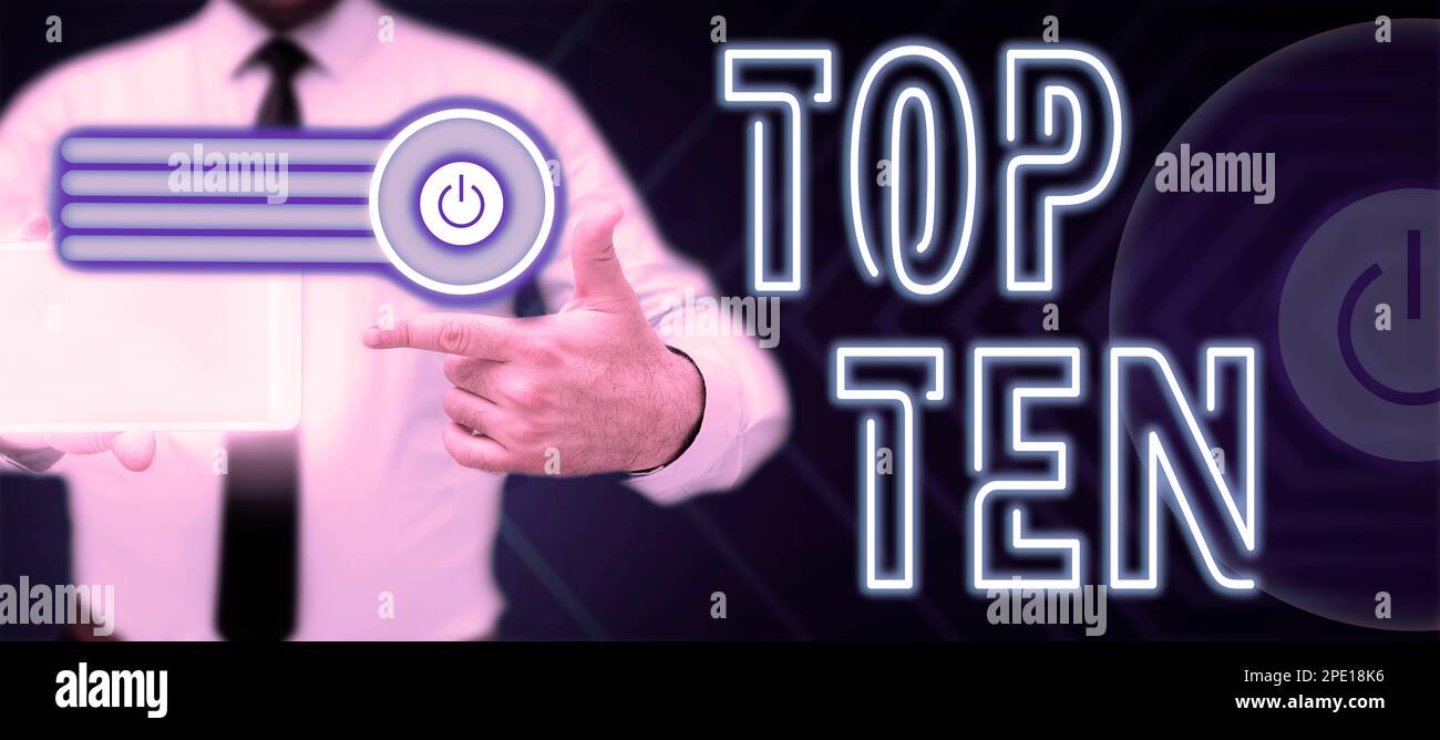 Writing displaying text Top Ten. Business concept the ten most popular ...