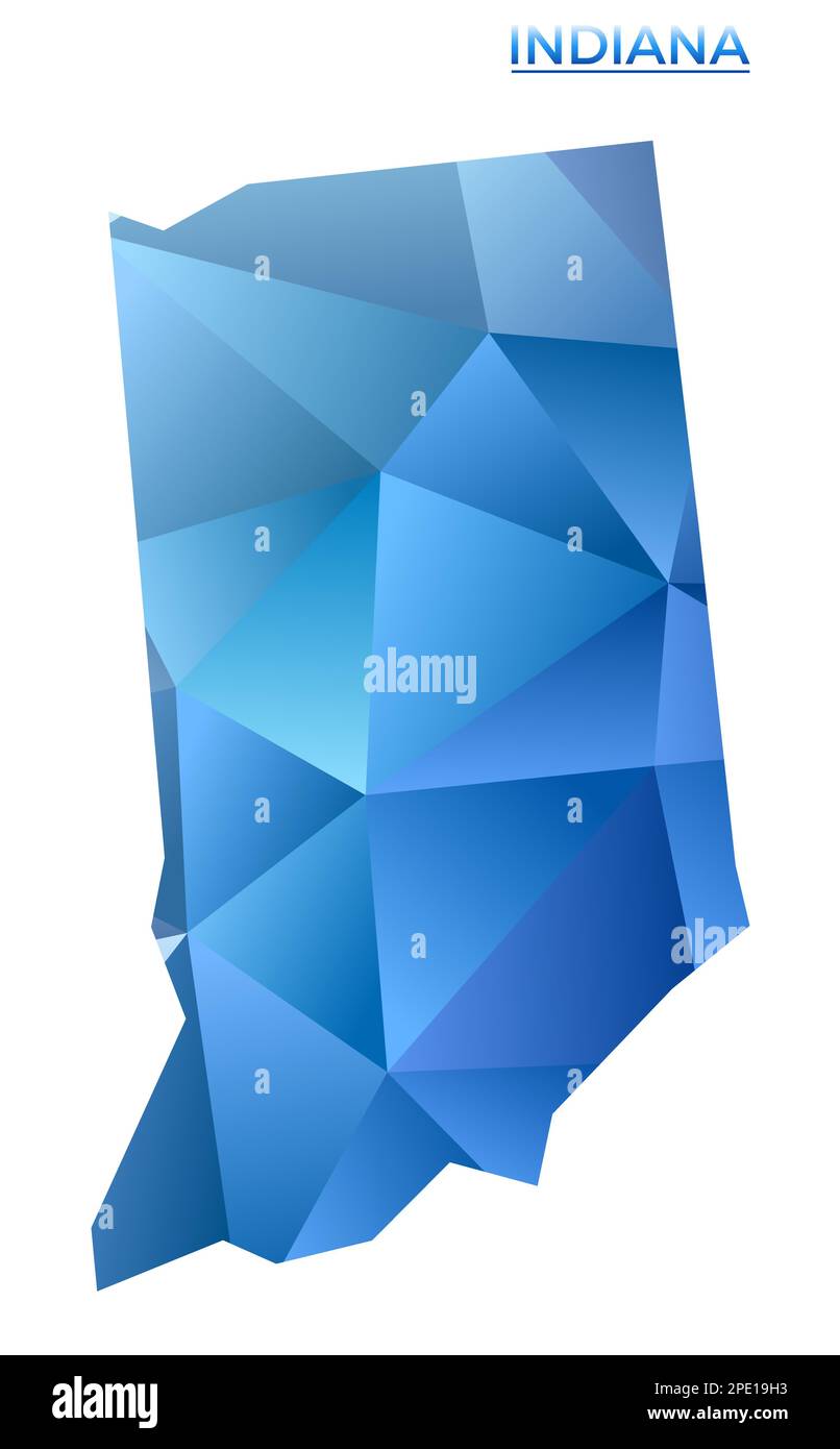 Vector polygonal Indiana map. Vibrant geometric US state in low poly ...
