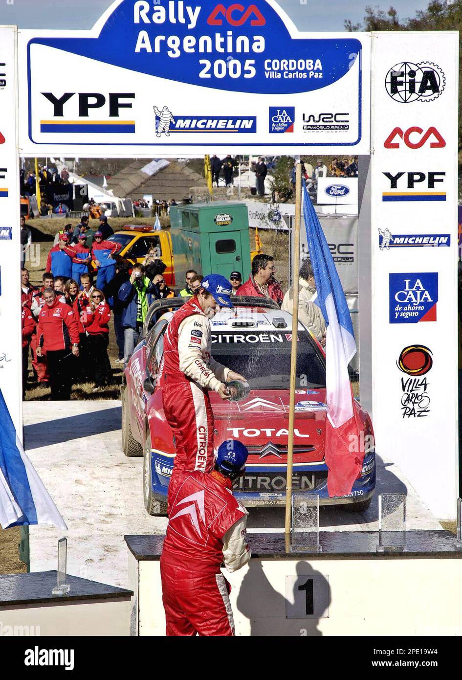 Leading World Rally Championship, France's Sebastien Loeb, top, with co ...