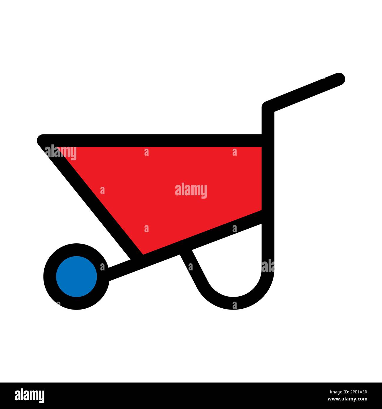 Wheelbarrow line icon isolated on white background. Black flat thin ...