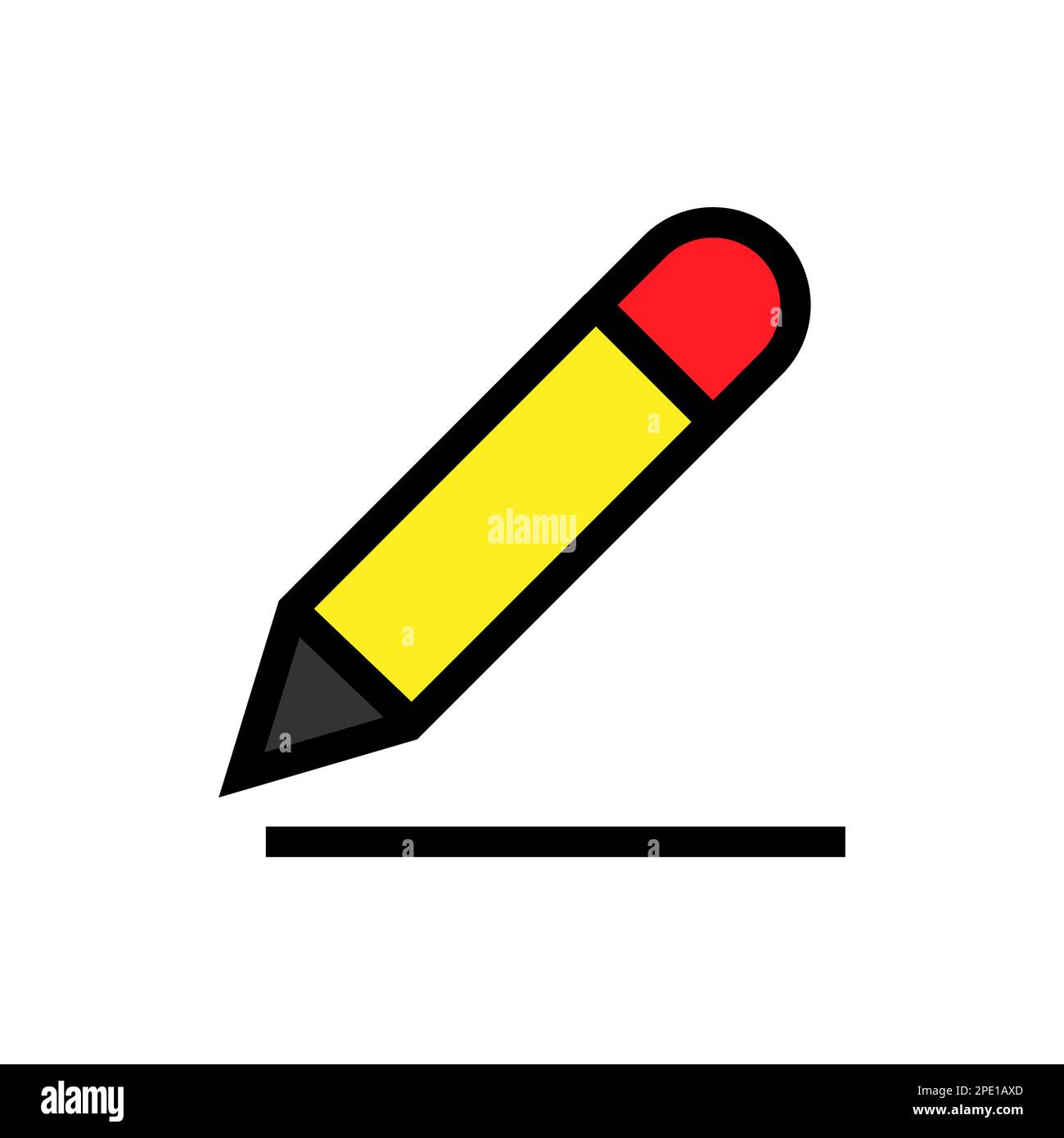 Pencil write line icon isolated on white background. Black flat thin ...