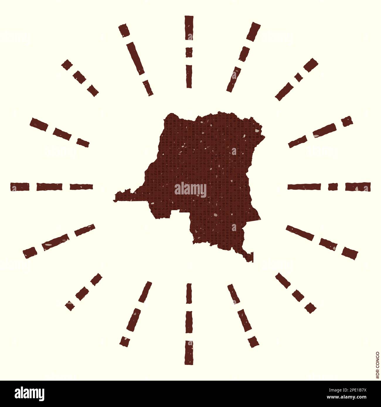 DR Congo Logo. Grunge sunburst poster with map of the country. Shape of ...