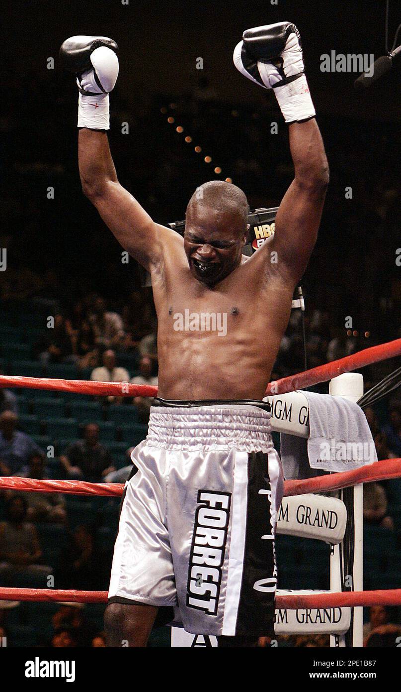 Vernon Forrest of Augusta, Ga., reacts after knocking out Sergio Rios ...