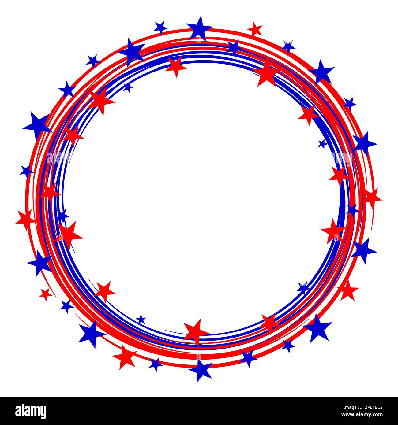 Decorative round frame with American flag symbols for banner, border ...