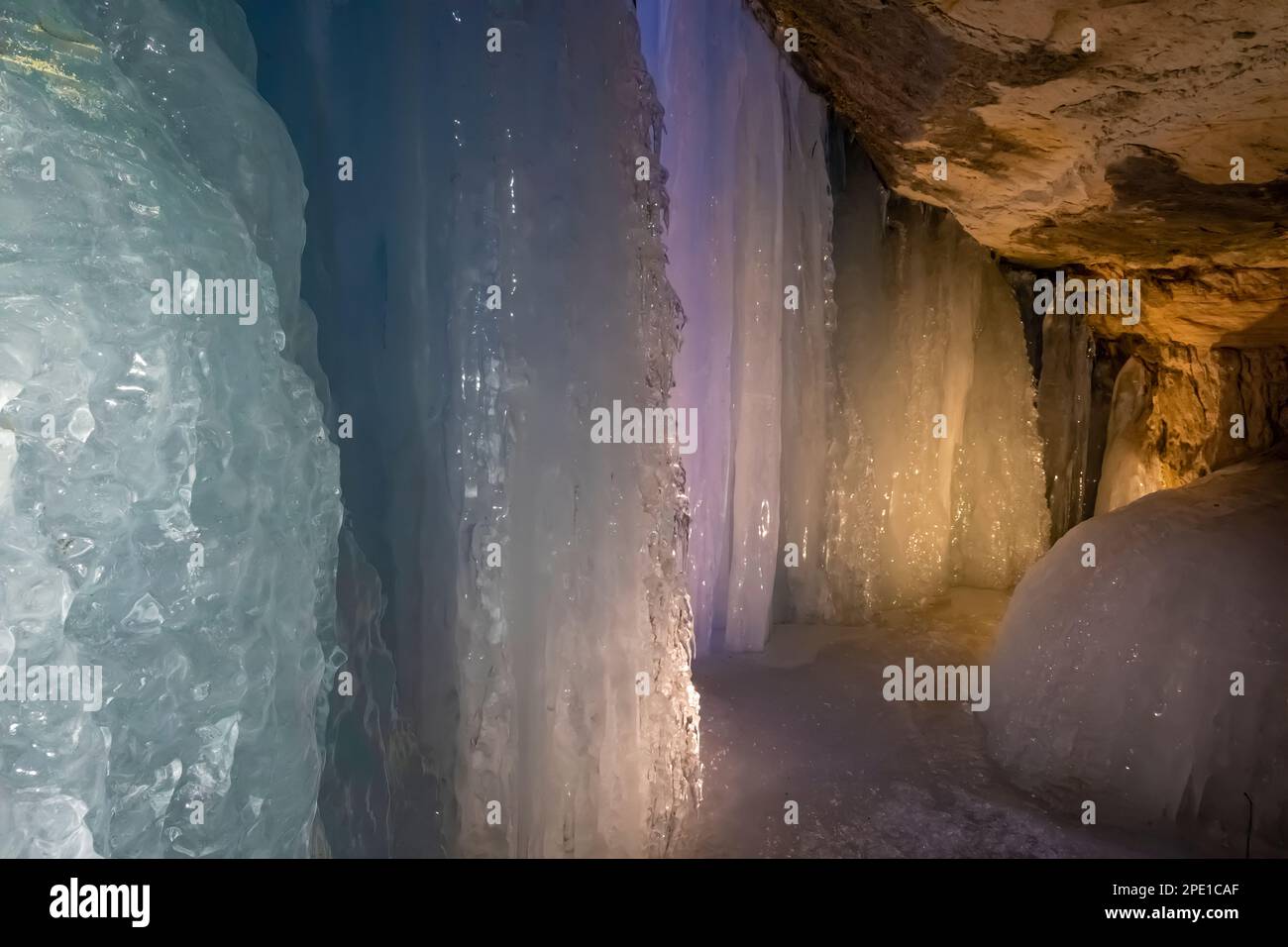 Behind the Curtains ice formation, lit by the photographer's lights in ...