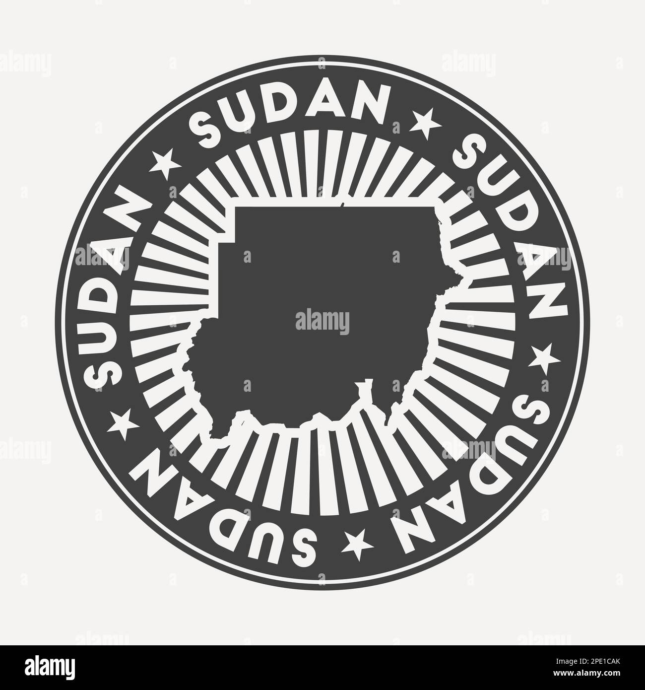 Sudan round logo. Vintage travel badge with the circular name and map ...