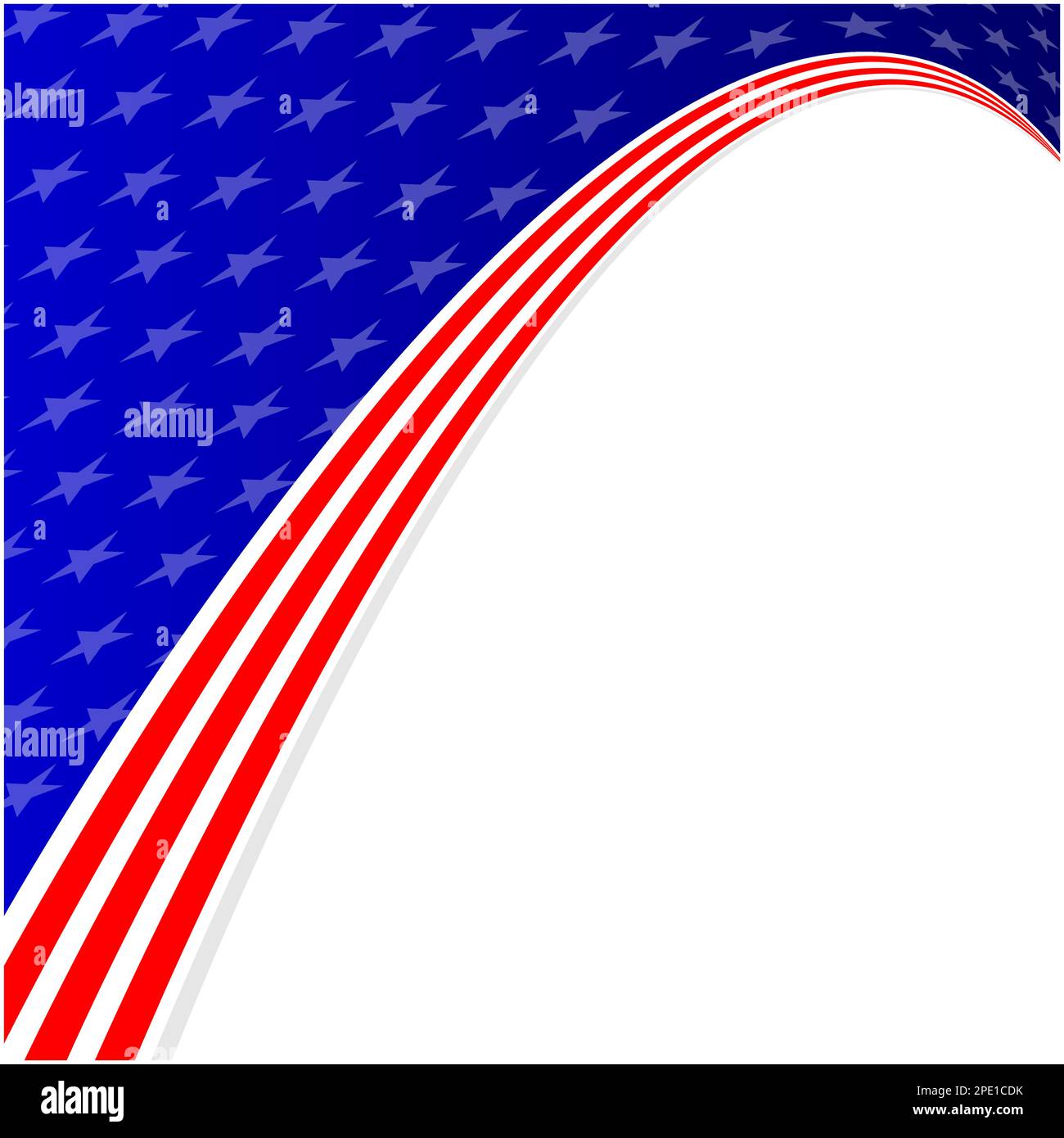American flag symbols frame border wave pattern with stars and empty ...